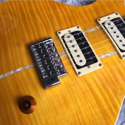 China Custom Flamed Maple Top Electric Guitar with Bird Inlay and Chrome Hardware in Yellow PRS Santana Retro Orange​ for sale