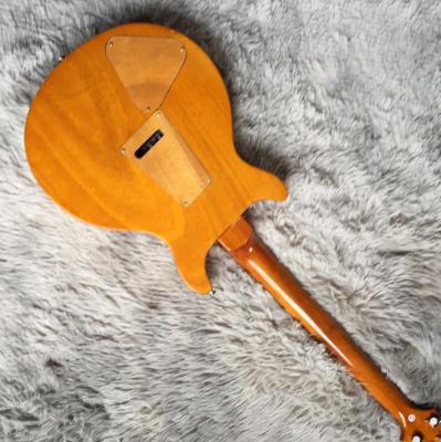China Custom Flamed Maple Top Electric Guitar with Bird Inlay and Chrome Hardware in Yellow PRS Santana Retro Orange​ for sale