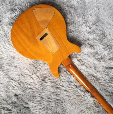 China Custom Flamed Maple Top Electric Guitar with Bird Inlay and Chrome Hardware in Yellow PRS Santana Retro Orange​ for sale
