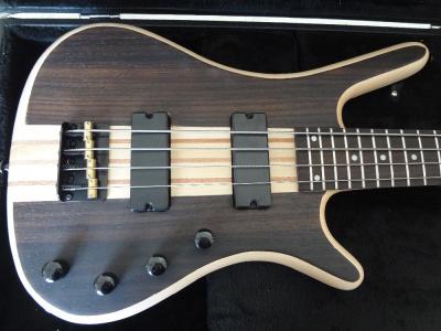 China 4 string bass guitar walnut wood top with Ash body Original bridges Neck through body MOP dot inlay on rosewood fretboar for sale