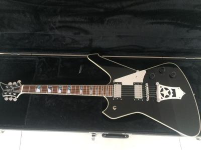 China Wash6 strings abnormity signature model electric guitar mirror pickguard grover tuner custom guitar glossy black for sale