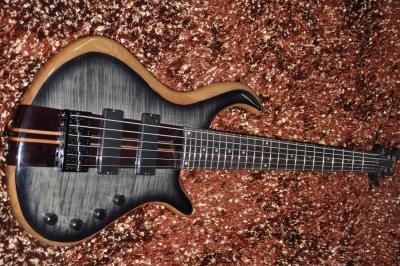 China Mayones custom bass guitar 6 string electric bass guitar Neck through body Alder with flamed maple Active pickups for sale