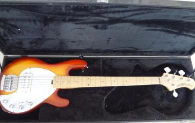 China 5 string basss guitar Ernie ball Musicman Sting Ray5 bass Sunburst color Active pickups for sale