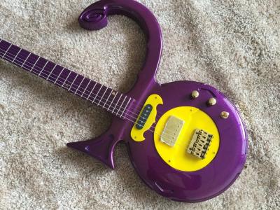 China Custom guitar shop prince guitar Purple color boat anchor electric guitar with golden hardwares plastic pickguard for sale