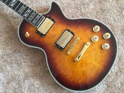 China LP custom guitar tobacco sunburst quilted maple body Back contour and neck joint contour Ebony fingerboard custom guitar for sale