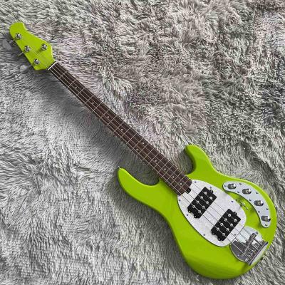 China Custom 4 Strings Stingray Electric Bass Guitar in Green with White Pickguard Rosewood Fretboard for sale