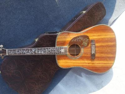 China Round body classic acoustic guitar all koa wood guitar for sale