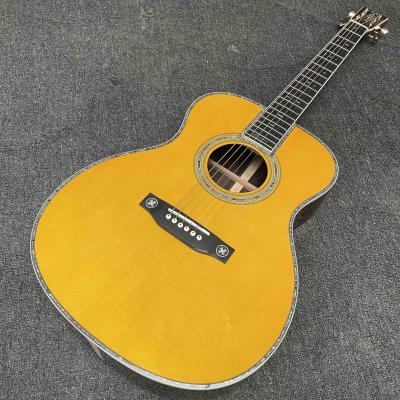 China Custom OM Body Yellow Painting Acoustic Electric Guitar with SOLID ROSEWOOD Back Side for sale
