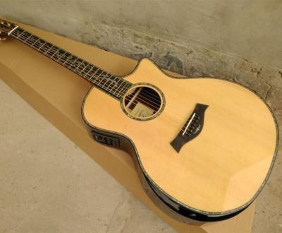China Custom body cut acoustic guitar Real abalone solid top SP14 electric acoustic guitar for sale