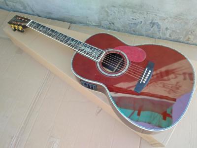 China Wine red 39 inch 000 style acoustic guitar,Real Abalone inlays,Ebony fingerboard,Solid spruce top acoustic guitar for sale