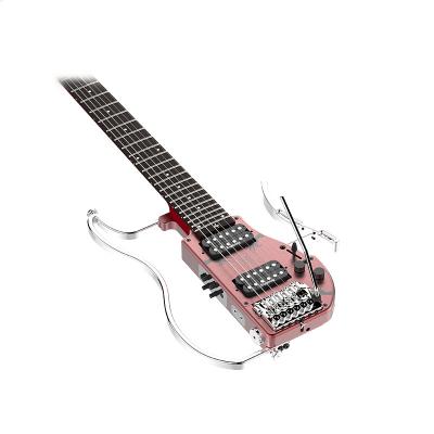 China Unique Design Patented Grand Headless Electric Guitar Double Hummbucker Built-in Guitar Effect Ebony Fingerboard and bag for sale