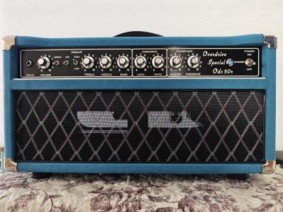 China Grand Amp ODR, Custom Handwired Overdrive Special Reverb Valve Guitar Amplifier Head ODS50R by Grand 50W, JJ Tubes, Suede Blue, Accept OEM Amps for sale
