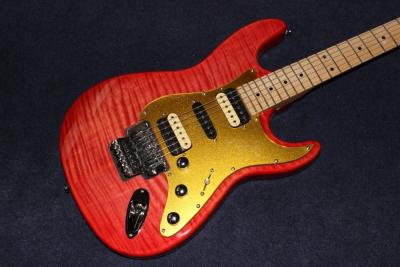 China New Top quality , red Tiger Flame Electric Guitar Solid Basswood Body strato Maple Fingerboard caster Steel String for sale