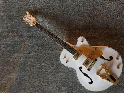 China Custom Inlay Design White Gretsc Falcon 6120 Semi Hollow Jazz Electric Guitar (GT-10) for sale