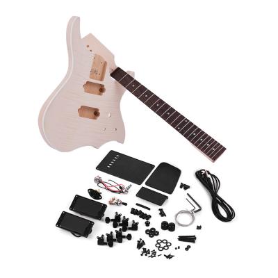 China Unfinished DIY Electric Guitar Kit Basswood Body Maple Guitar Neck Rosewood Fingerboard for sale