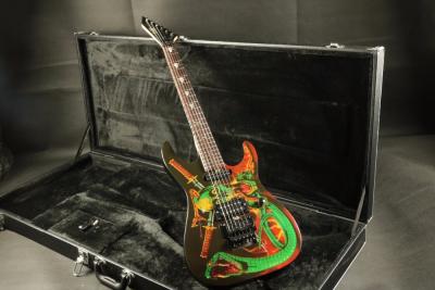 China Hot popular skull inlay skull snake body top quality floydrose tremolo Electric guitar Guitarra black hardware electric for sale