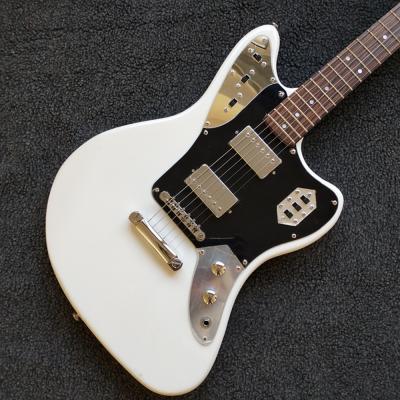 China Custom Shop,Jaguar model with White Top,6 Strings Electric Guitar,Slivery hardware,Black Guardplate for sale