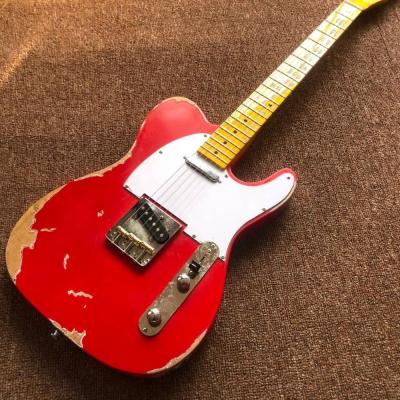China Electric guitar,handmade 6 stings telecast gitaar Tele electric Guitar relics by hands red color master build relic TL for sale