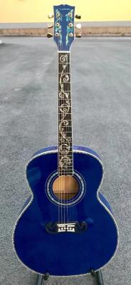 China Best jumbo Blue flame maple wood acoustic Guitar Solid ebony Guitarra Customized acoustic 43 inch Jumbo guitar for sale
