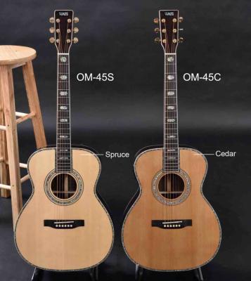 China OEM custom guitar, 40 inch Acoustic Guitar,solid Spruce top, real abalone binding and ebony fingerboard for sale