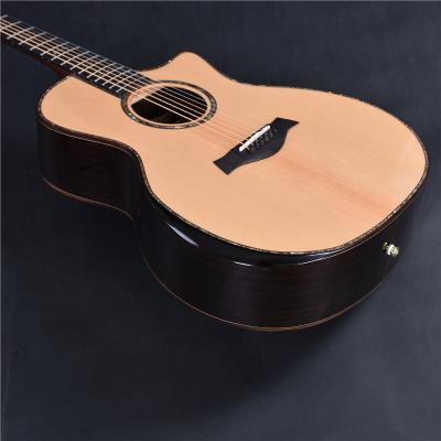 China Customized solid spruce top rosewood back and side cutaway acoustic guitar with FSM 301 EQ for sale