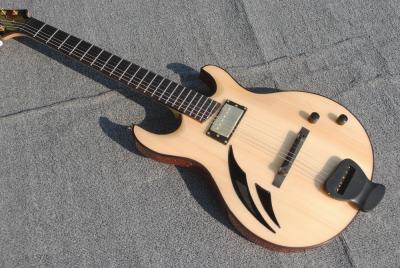 China High-grade customized jazz six-string electric guitar double knife hole half-hollow electric guitar in wood color for sale