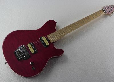 China Dark-red Body Electric Guitar with Quilted Maple Veneer and Double Rock,Offer Customized for sale