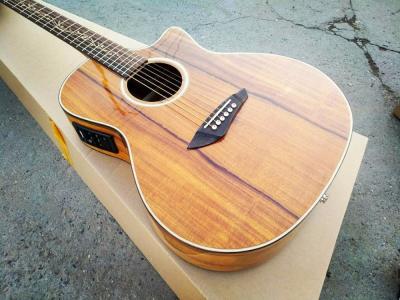 China Custom shop guitar simulator sound single cut AAA koa acoustic electric guitar nice folk guitar for sale
