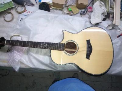 China AAAA dreadnought body customize guitar cut-away AAAA all solid single cut armrest acoustic electric guitar for sale