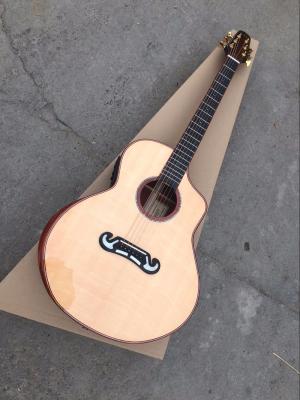 China Handmade all solid wood guitar feature unique custom guitar red wood armrestsingle cut acoustic electric guitar for sale