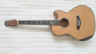 China AAAA all Solid cutaway body style guitara 14 frets imported wood arm rest acoustic electric guitar for sale