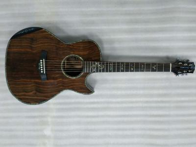 China AAAA handmade all Solid ebony wood single cut guitar 14 frets imported wood armrest GA acoustic electric guitar for sale