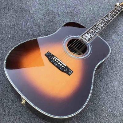 China 41 inch D style Solid wood acoustic guitar,Abalone binding and inlays ,Ebony fingerboard in sunburst for sale