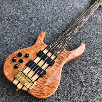 China Ken Smith 6 strings Electric Bass Guitar,Burst maple top Active pickups Guitar Bass Golden hardware for sale