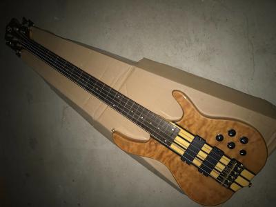 China 5 Strings Ken bass Smith bass Golden Hardware with Active pickup Burl Top & Back electric guitar Bass for sale