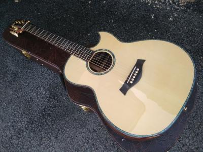 China Handmade all solid Auditorium folk Guitars Orchestra cut-away AAAA all solid single cut armrest acoustic electric for sale