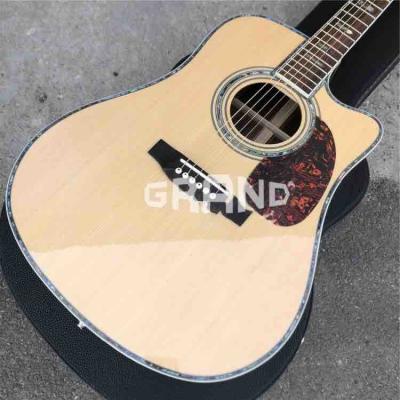 China Factory customization Solid Spruce Top D45c Cutaway Electric Acoustic Guitar for sale