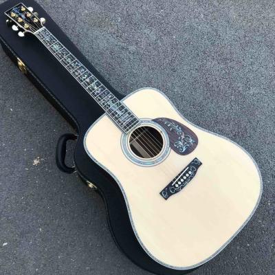 China Deluxe Abalone inlays Ebony fingerboard D style acoustic Guitar,OEM Solid Spruce top 41 inch Acoustic electric Guitar for sale