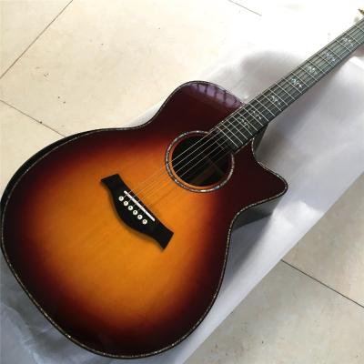 China Sunset Solid spruce top G914s acoustic guitar,Real abalone inlays Ebony fingerboard Electric acoustic Guitar for sale