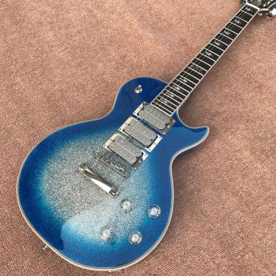 China New high quality big silver powder silver hardware 3 pickup trucks and 6 strings electric guitar for sale