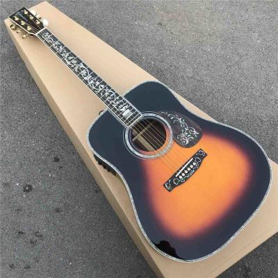 China Custom Sunbrust Solid spruce top Tree Abalone inlays 41 inch 45D style acoustic guitar free shipping for sale