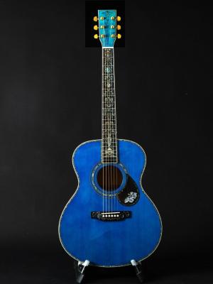 China Abalone Blue Solid spruce top 40 inch OM style acoustic guitar Burst maple back for sale