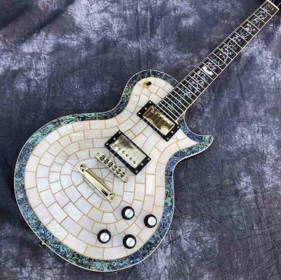 China Custom Abalone Veneer top Electric Guitar Flower Inlays Gold Hardware for sale
