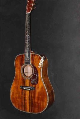 China AAAA all solid koa wood guitar dreadnought body solid koa acoustic electric guitar abalone binding ebony fingerboard EMS for sale