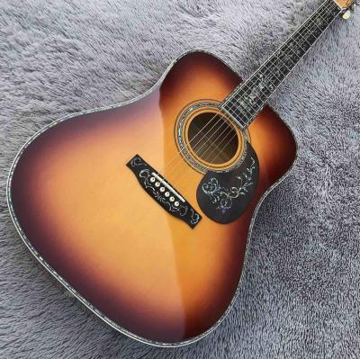 China Solid Spruce Top Abalone D Style Acoustic Guitar with Burst Maple Body Ebony Fingerboard for sale