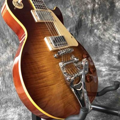 China Custom Shop Flame Maple Top Brown LP Electric Guitar Bigbys Tremolo for sale