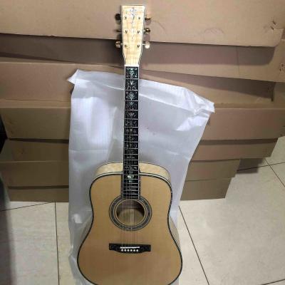 China Solid Spruce Top Abalone D Style Acoustic Guitar with Spruce Maple Body Ebony Fingerboard for sale