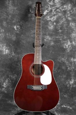 China Grand 12 Strings 41'' Electric Acoustic Guitar Solid Spruce With Fishman 101 EQ Chrome Hardware Wine Red Color for sale