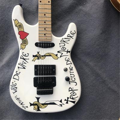China Custom factory EVH chavel electric guitar 6 string with maple fingerboard black hardware music support drop shipping for sale