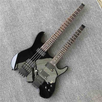 China Custom Classic Black Steinberg Headless 4+6 Strings Electric Bass Guitar with Black Har support drop shipping for sale